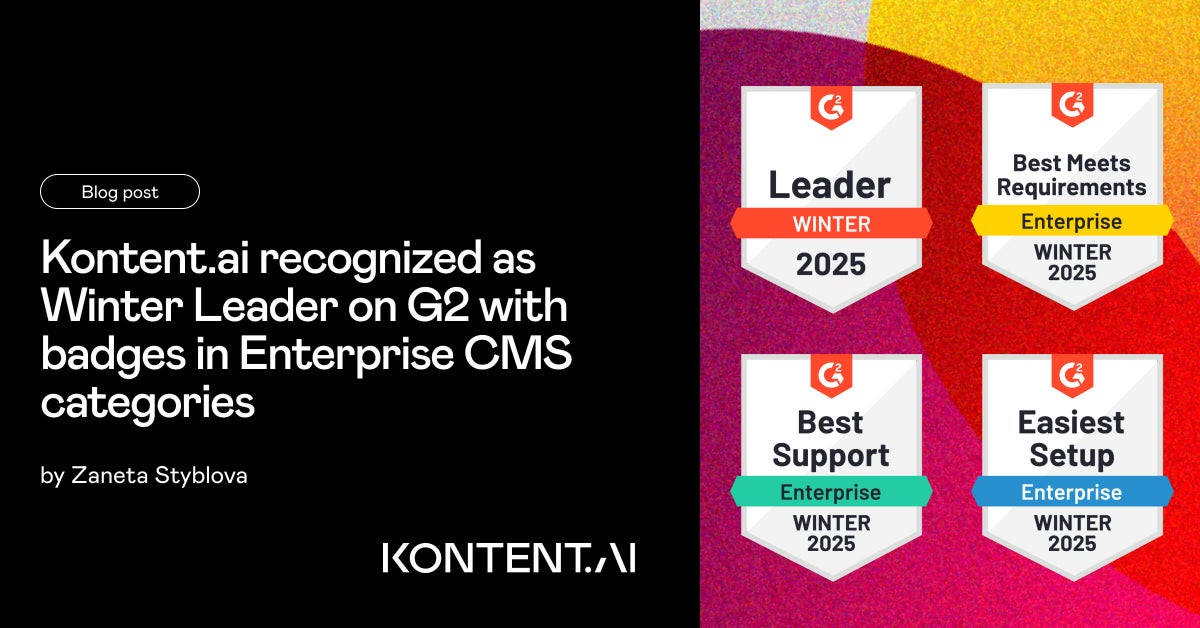 Kontent.ai Leader on G2 with badges in Enterprise CMS categories ...